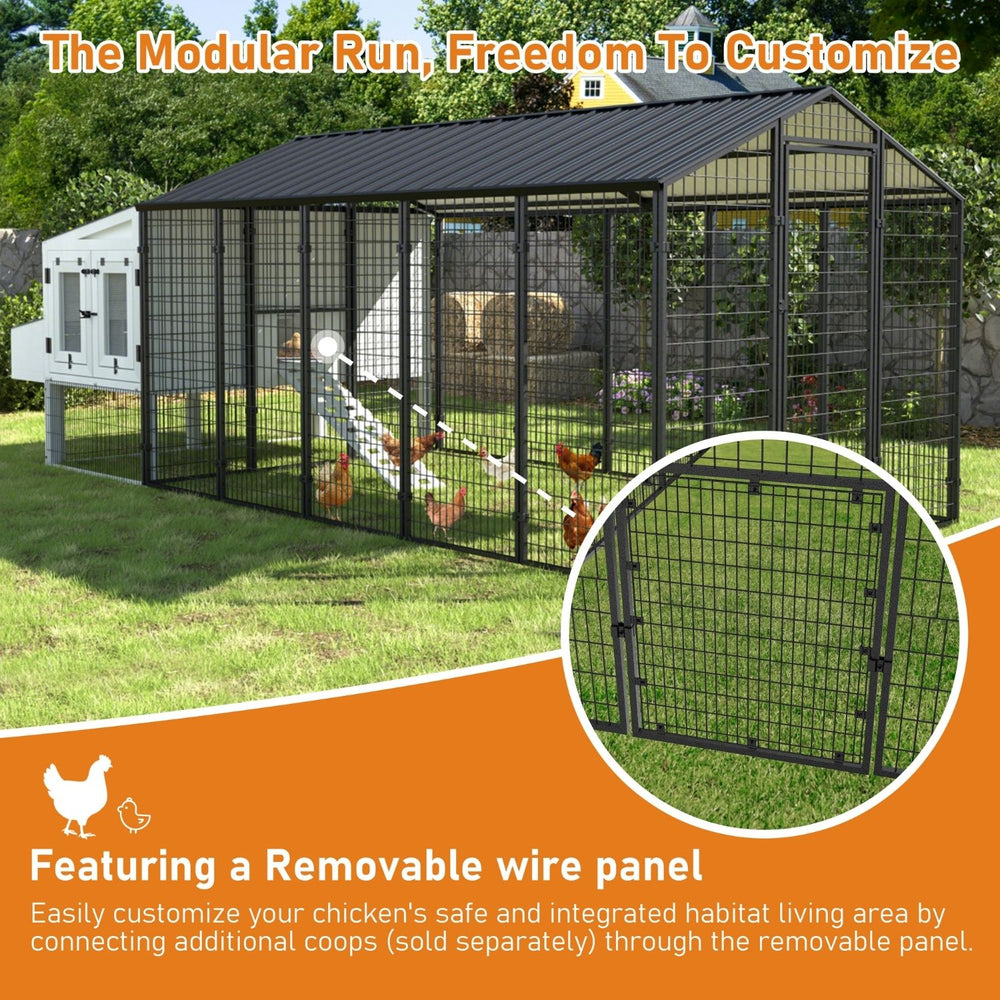 Metal Chicken Coop for 15 Chickens, Galvanized Steel Roof & Mesh – Veikous